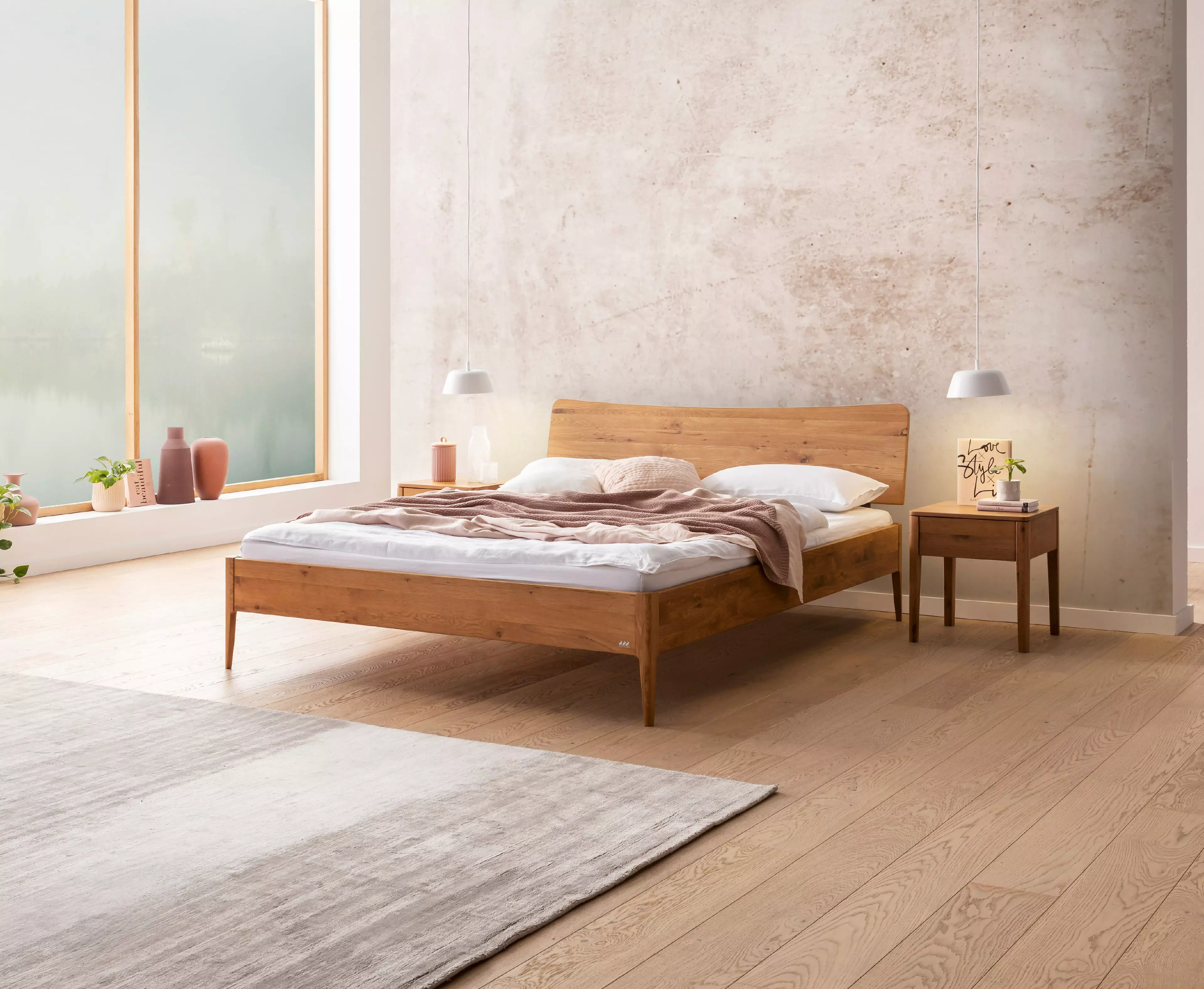 Elegantes Ruckwand Bett Holz Bild