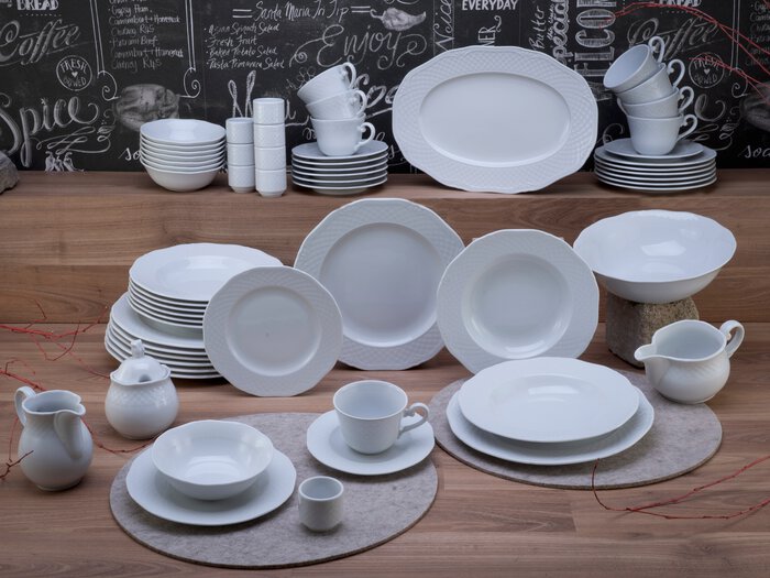 CreaTable Kombiservice Arianne 61tlg. • Weiß • Porzellan | Segmüller